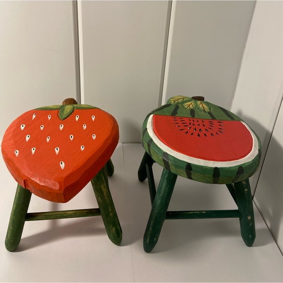 unbranded | Accents | Vintage Strawberry Watermelon Mini Table Stool ...
